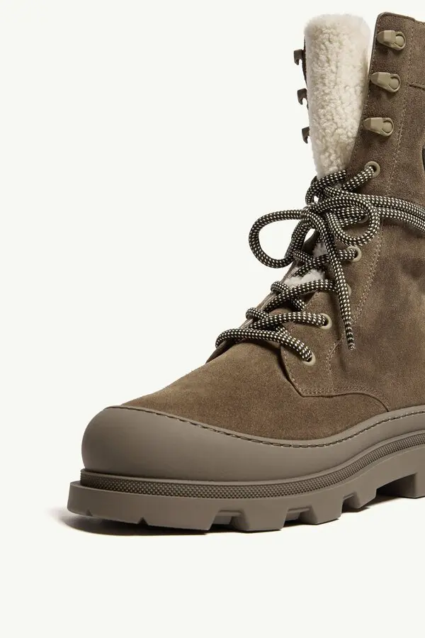Moncler Vera High Suede Shearling Lace-up Boots
