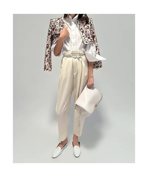 Celine Embroidered Bolero Jacket In Diagonal Wool