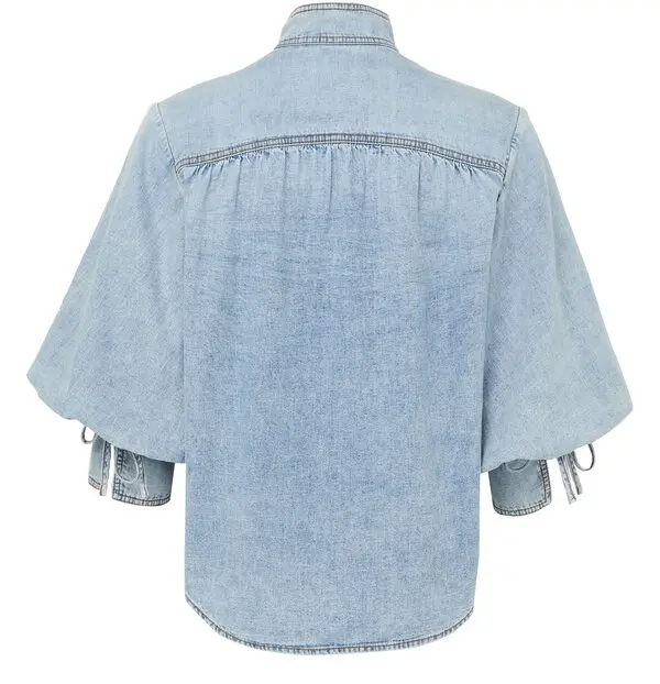Zimmermann Mandarin Collar Denim Blouse
