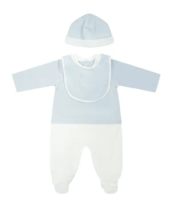 Fendi Logo-embroidered Peter Pan-collar Babygrow Set