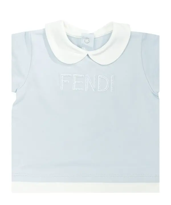 Fendi Logo-embroidered Peter Pan-collar Babygrow Set