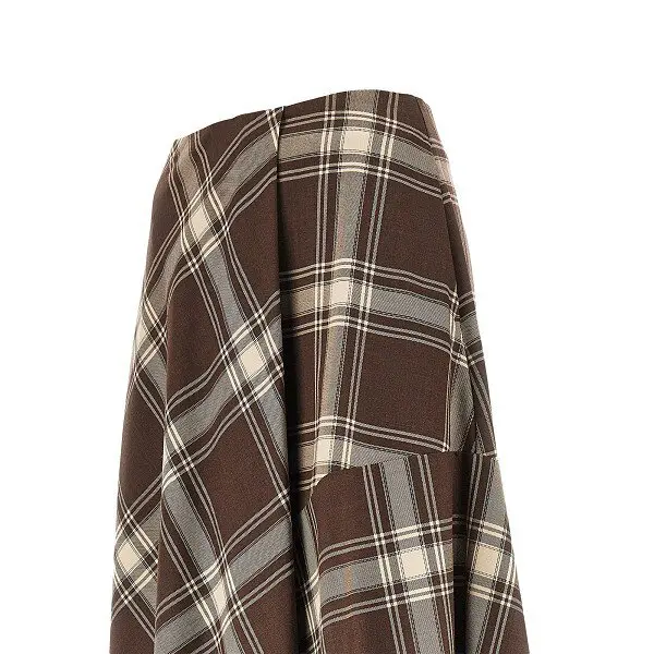Max Mara Wool Twill Plaid Midi Skirt