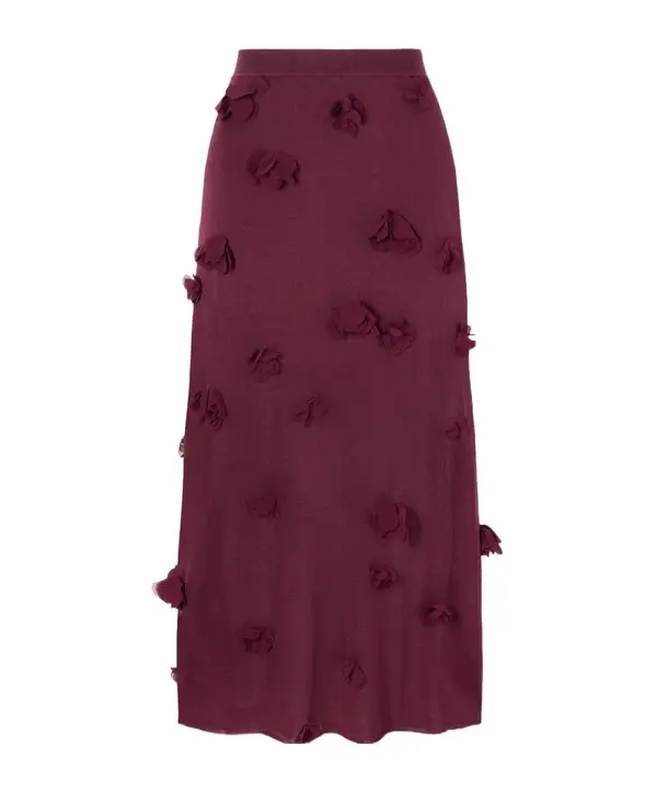 Simkhai 3d Floral Appliqué Knitted Midi Skirt - No
