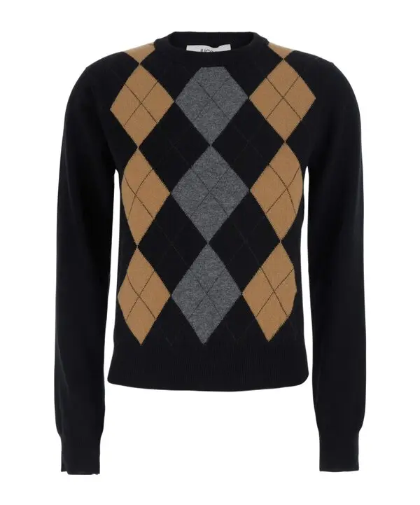 JUCCA Argyle Crew Neck Knitted Sweater