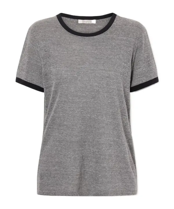 NILI LOTAN Contrast Trim Crew Neck Short-sleeve T-shirt