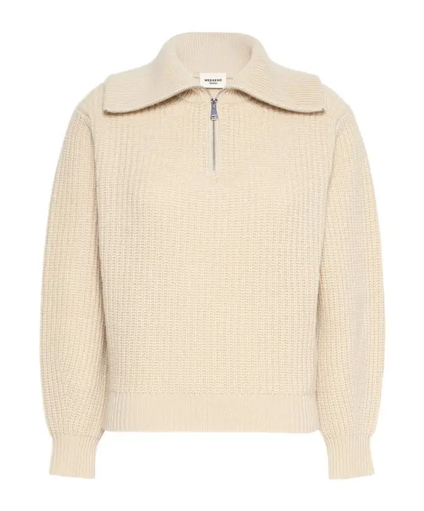 Max Mara Wool Zipper Turtleneck Sweater