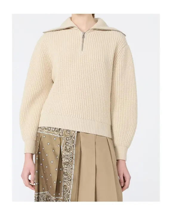 Max Mara Wool Zipper Turtleneck Sweater