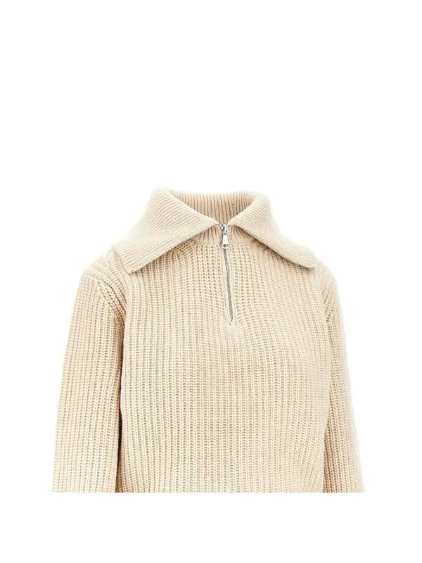 Max Mara Wool Zip-up Roll Neck Jumper - Ice