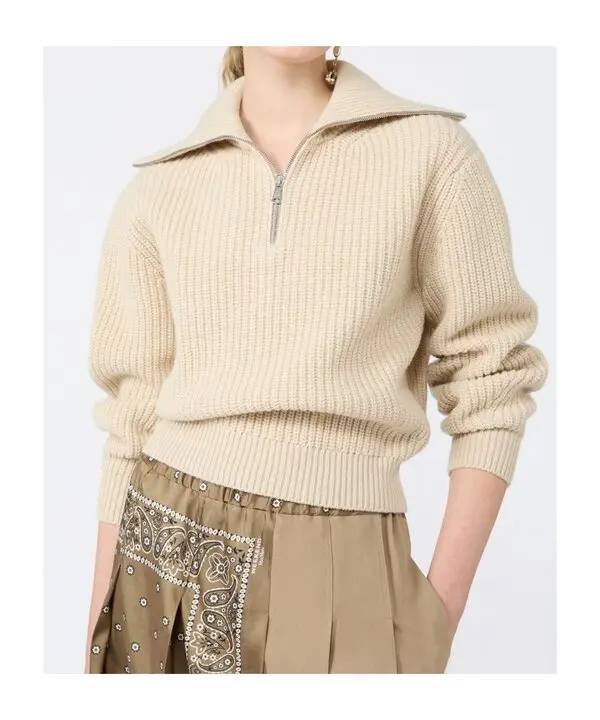 Max Mara Wool Zip-up Roll Neck Jumper - Ice
