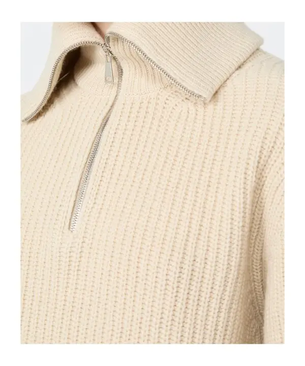 Max Mara Wool Zip-up Roll Neck Jumper - Ice