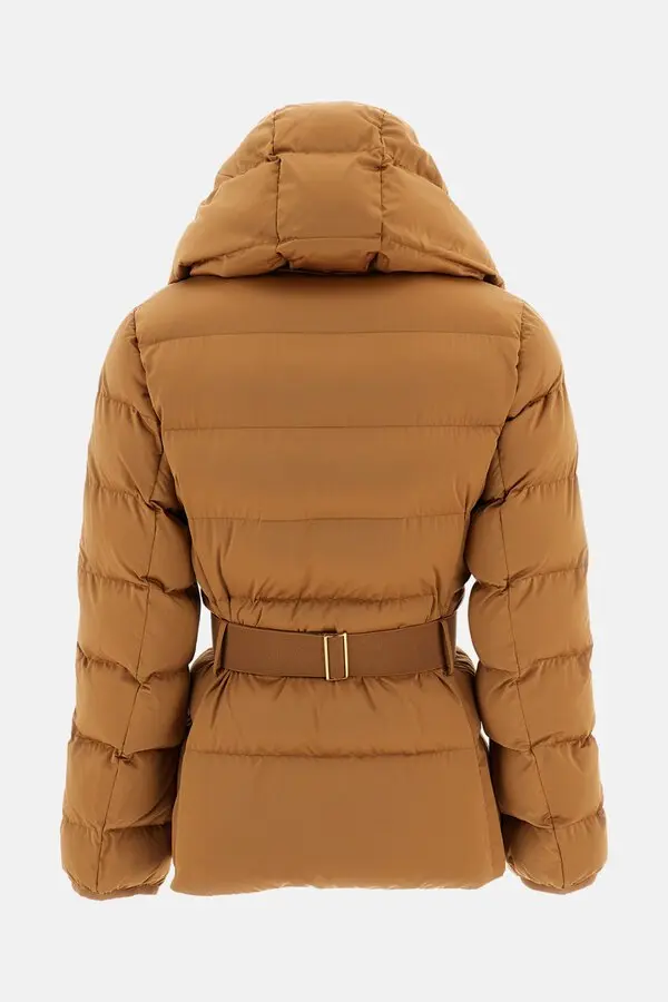 Elisabetta Franchi Hooded Belted Down Jacket - Brown