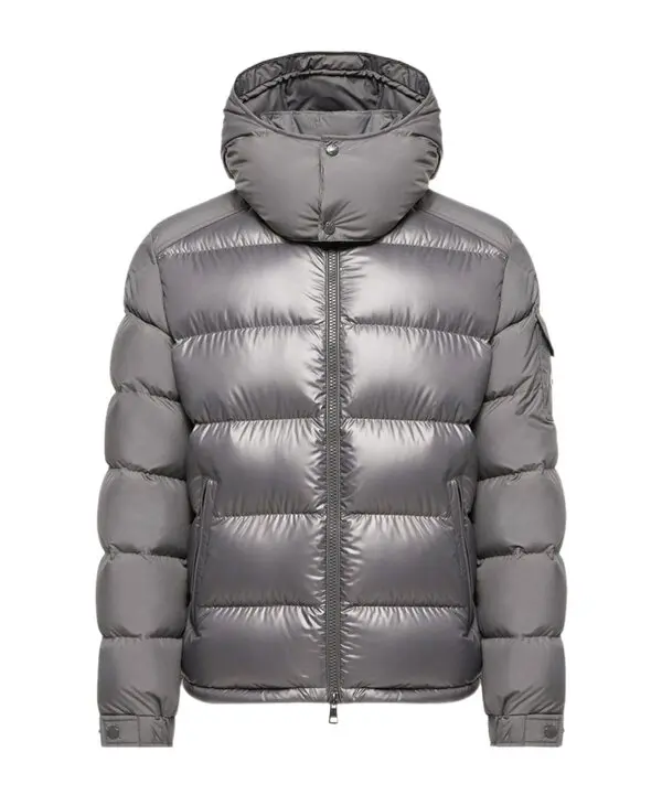 Moncler Maya Hooded Cropped Down Jacket - Light Gray