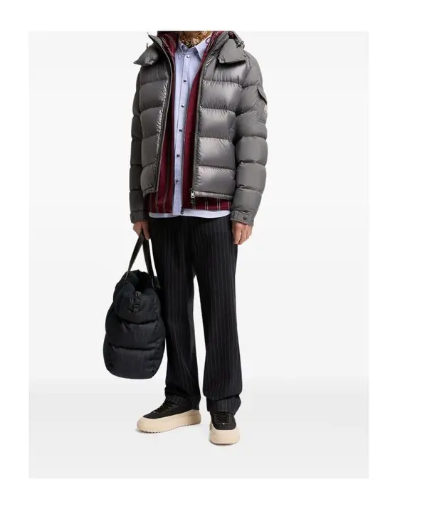 Moncler Maya Hooded Cropped Down Jacket - Light Gray