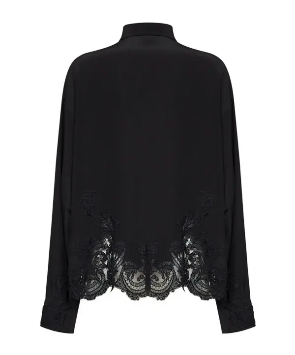 Ermanno Scervino Long Sleeve Lace Trim Shirt
