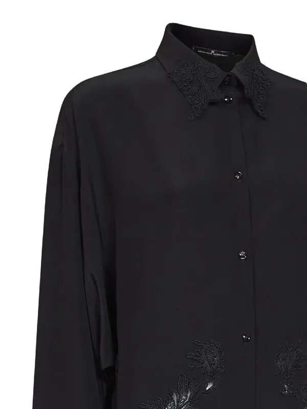 Ermanno Scervino Long Sleeve Lace Trim Shirt