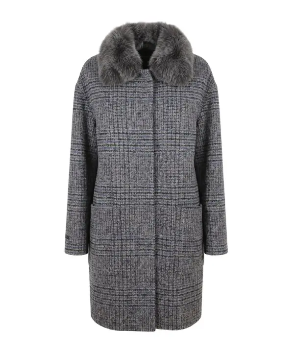 MANZONI 24 Checked Long Sleeve Coat