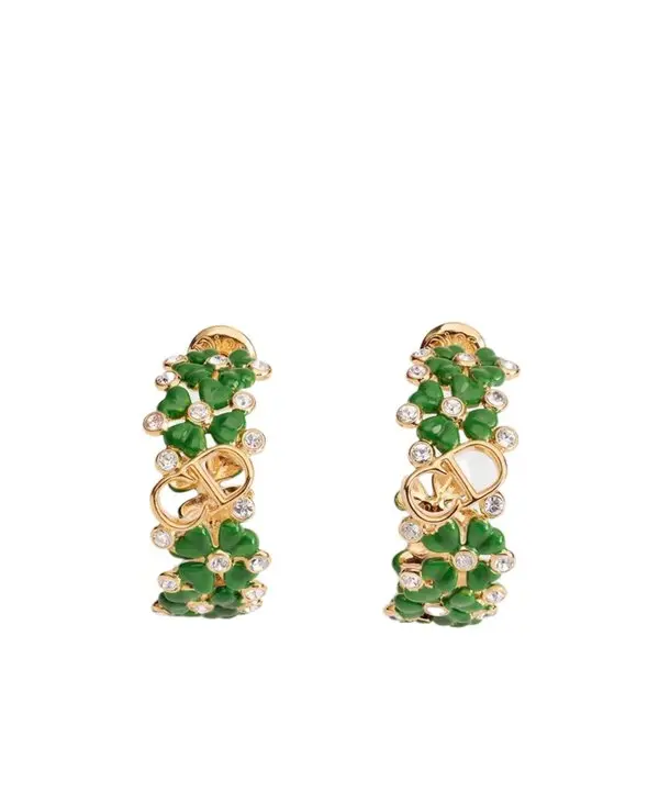 Dior Clover Garden Hoop Earrings - Green