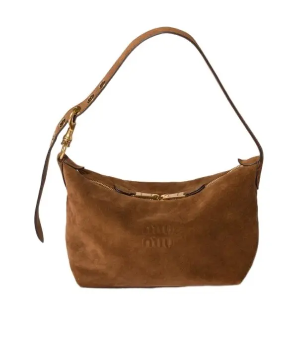 Miu Miu Spirit Suede Shoulder Bag - Cocoa Brown
