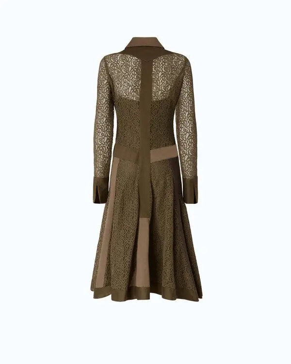 Pinko Lace-panelled Midi Shirt Dress - Brown