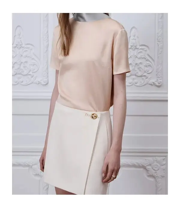 Dior Short-sleeve Blouse With Bow Detail - Pink/gray