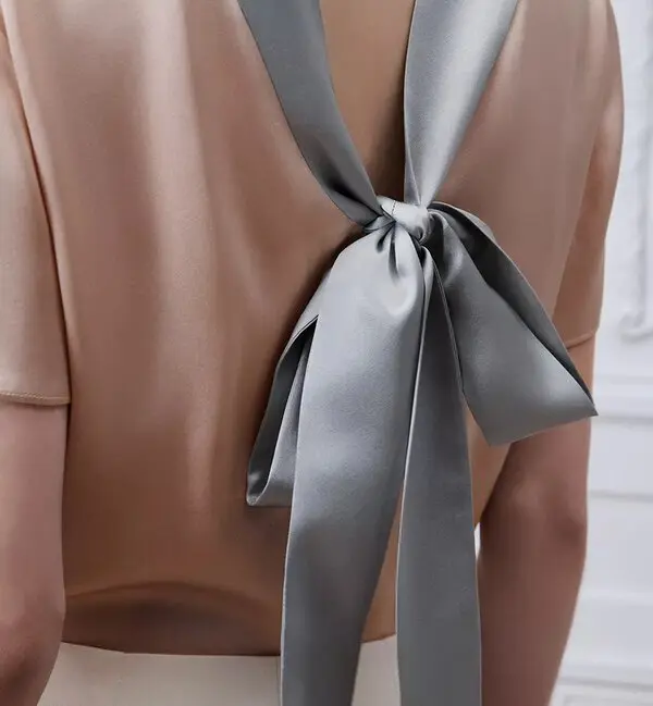 Dior Short-sleeve Blouse With Bow Detail - Pink/gray