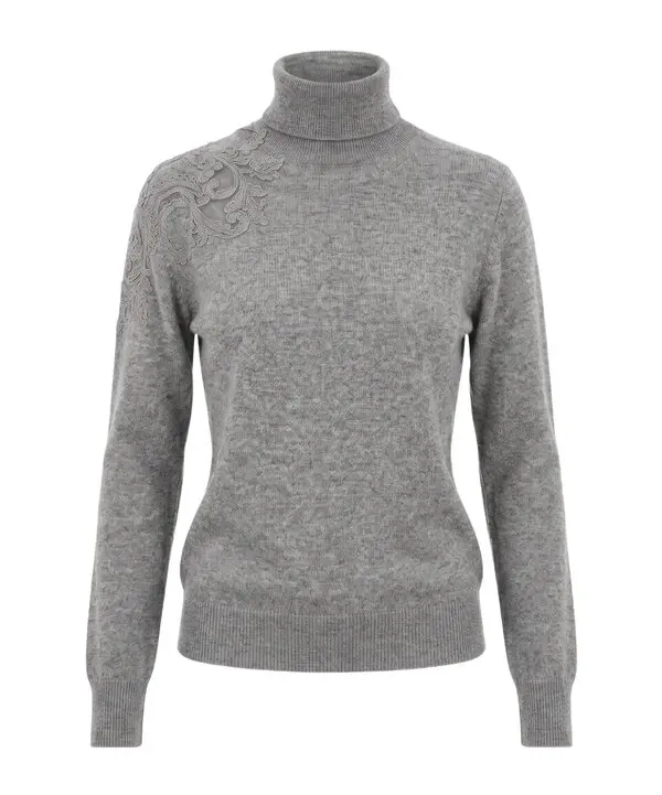 Ermanno Scervino Lace-trim Roll-neck Sweater - No