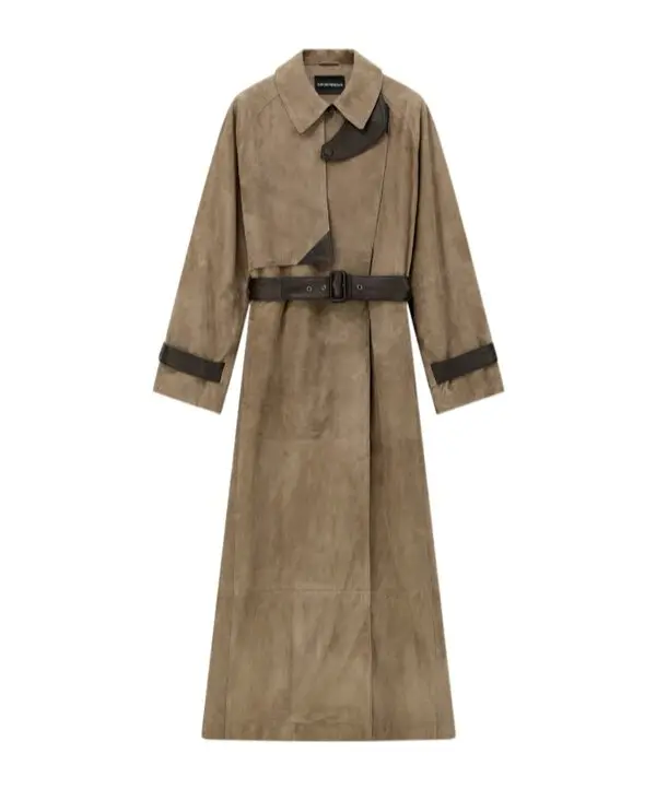 Emporio Armani Belted Suede Trench Coat