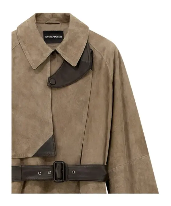 Emporio Armani Belted Suede Trench Coat