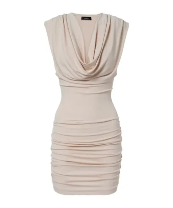 Wardrobe.NYC Matte Pleated Mini Dress - Light Brown