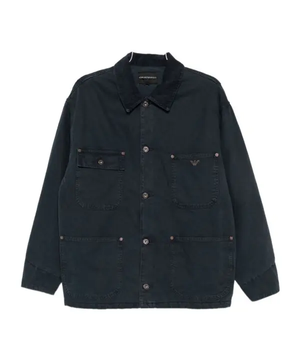 Emporio Armani Corduroy-collar Logo-plaque Jacket