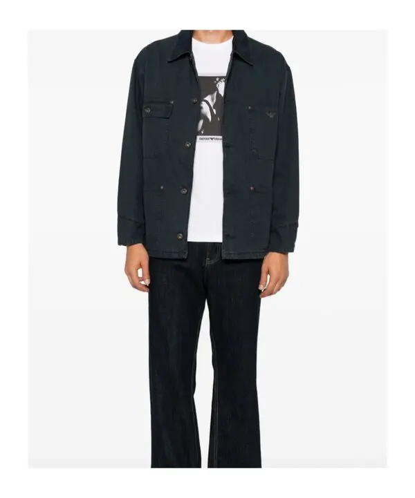 Emporio Armani Corduroy-collar Logo-plaque Jacket