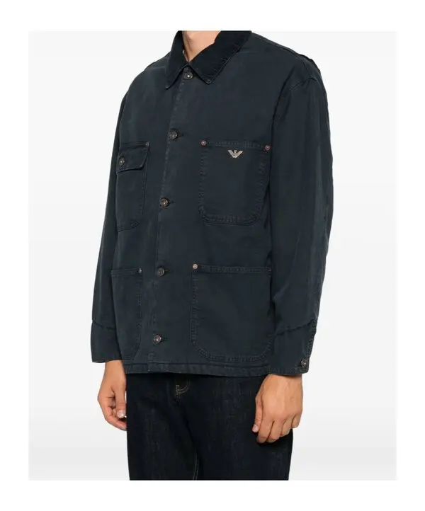 Emporio Armani Corduroy-collar Logo-plaque Jacket