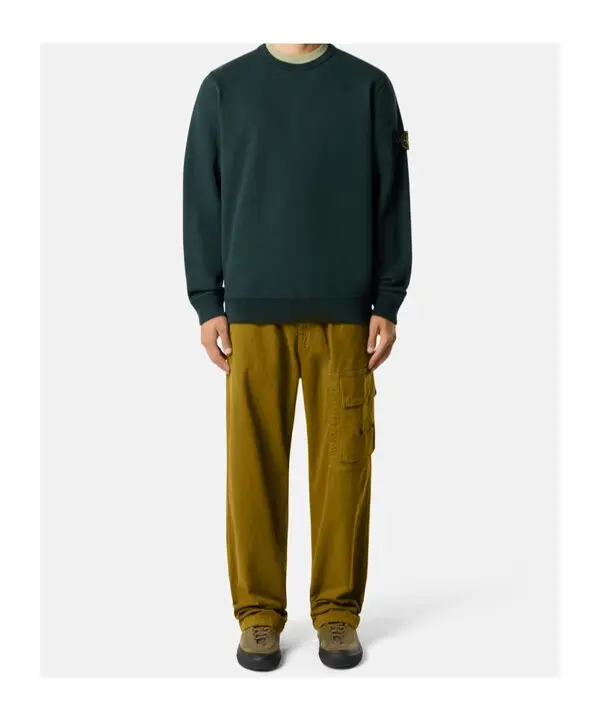 Stone Island Regular-fit Crewneck Sweatshirt With Ribbed Inserts