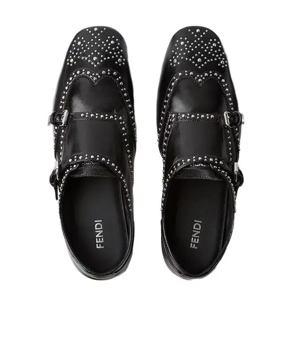 Fendi Studded Double Buckle Monk Straps