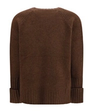 Tory Burch Ribbed Cuff Wool Sweater - Dark Roast