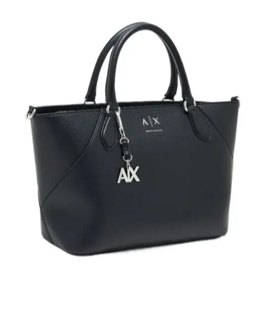 Armani Exchange Logo-charm Grained Shopping Tote Bag