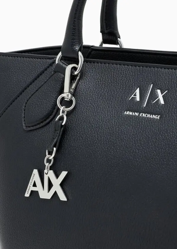 Armani Exchange Logo-charm Grained Shopping Tote Bag