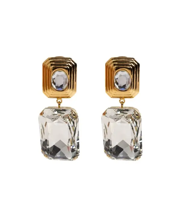Alessandra Rich Embellished Clip-on Earrings - Gold