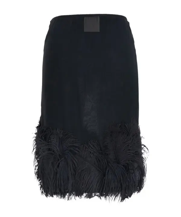 SEMICOUTURE Semi Couture Feather-trim Tech Skirt - Black