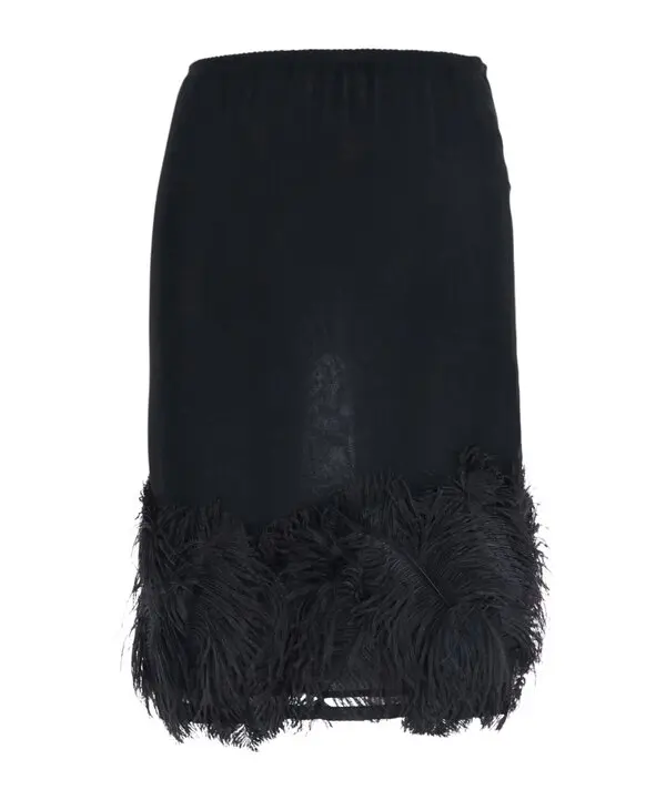SEMICOUTURE Semi Couture Feather-trim Tech Skirt - Black