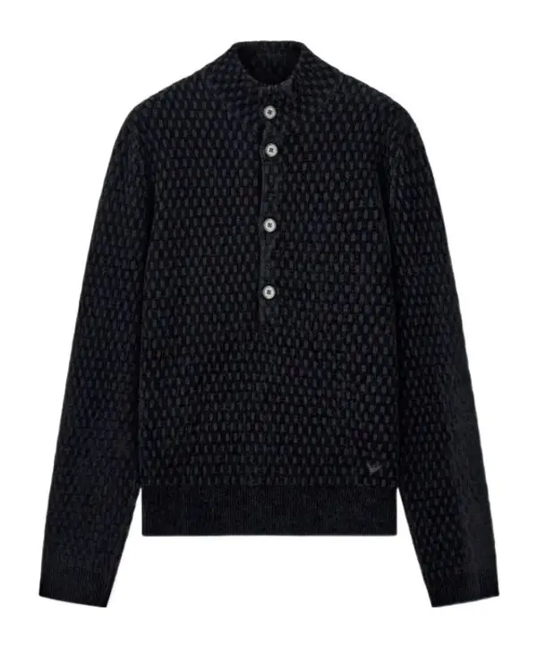 Emporio Armani Long-sleeve Stand-collar Pullover - Black