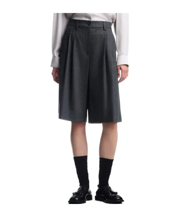 Emporio Armani Wool Flannel Pleated Bermuda Shorts