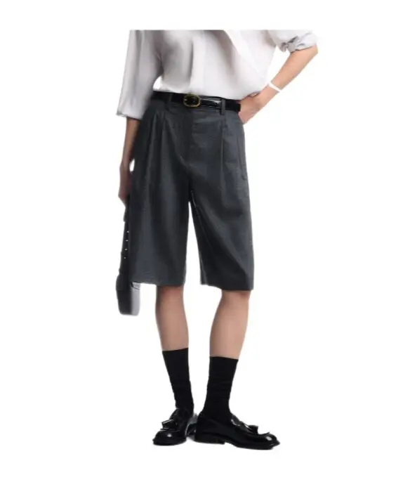 Emporio Armani Wool Flannel Pleated Bermuda Shorts