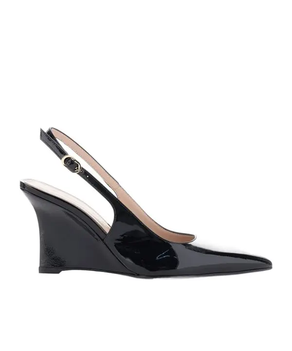 STUART WEITZMAN Pointed-toe Wedge Slingback - Black