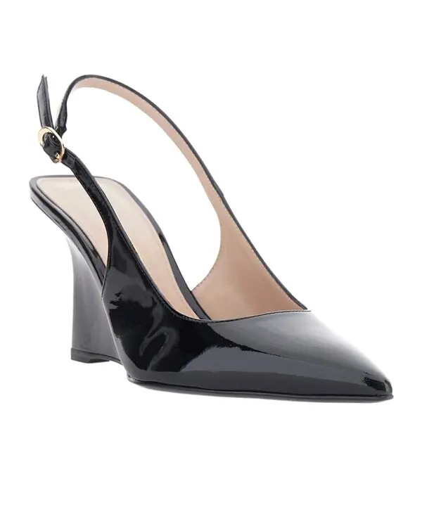 STUART WEITZMAN Pointed-toe Wedge Slingback - Black