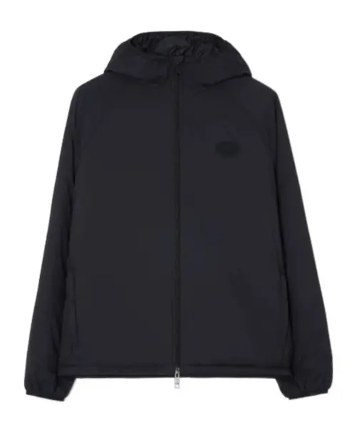 Burberry Logo Patch Hooded Jacket - Navy Blue