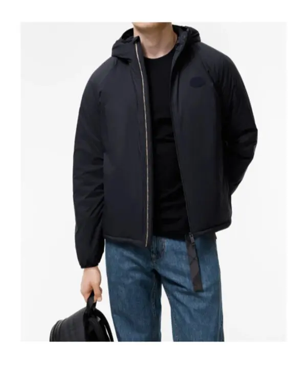 Burberry Logo Patch Hooded Jacket - Navy Blue