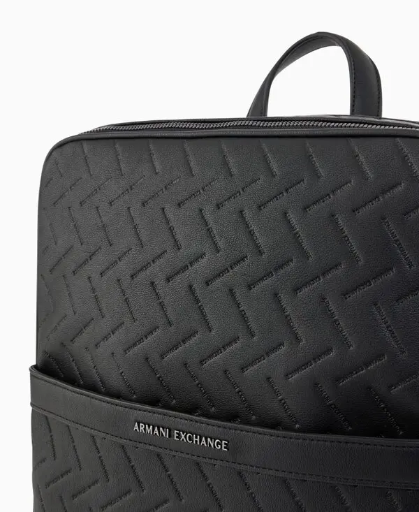 Armani Exchange Embossed-logo Grained-effect Backpack