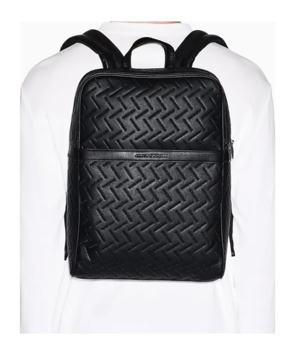 Armani Exchange Embossed-logo Grained-effect Backpack