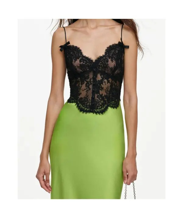 SELF-PORTRAIT Satin Lace Midi Dress